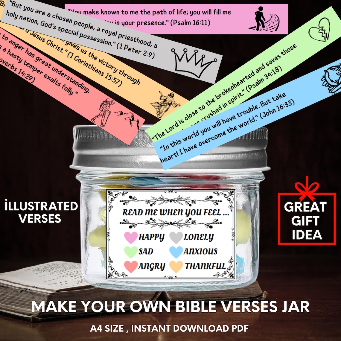 Bible Verses Jar for Emotions / Bible Jar Do It Yourself / Color Coded ...