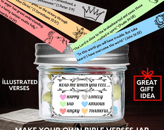 Bible Verse Jar of Emotional Support With Coping Skill on Color Coded ...