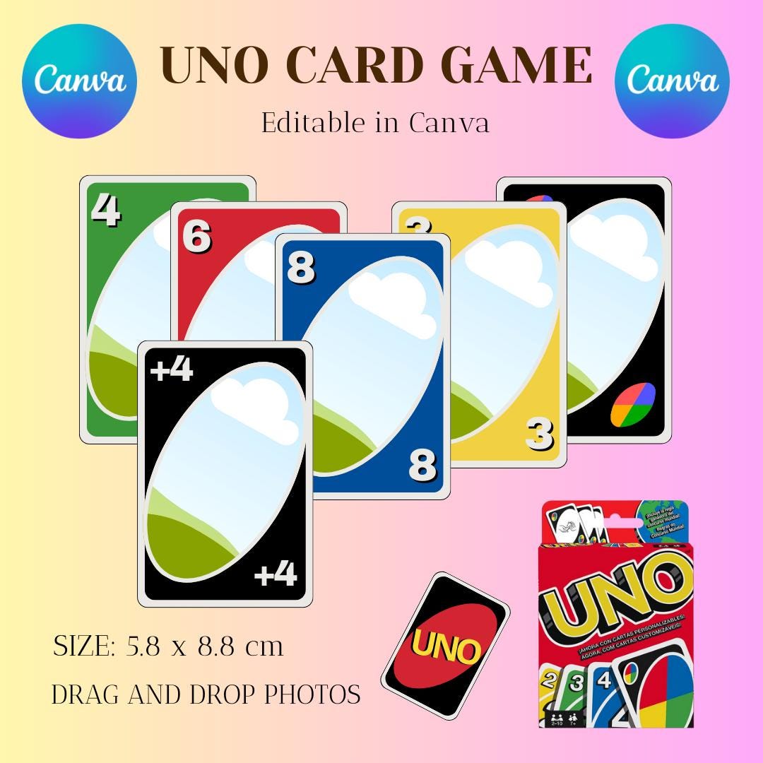 Custom UNO Cards Editable Playing Cards Printable UNO Card Template ...