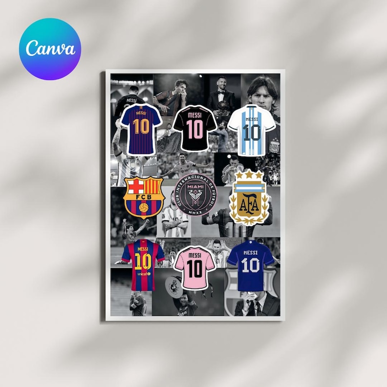 Lionel Messi Jersey Printable Poster Pack - Messi Jersey - Lionel Messi ...
