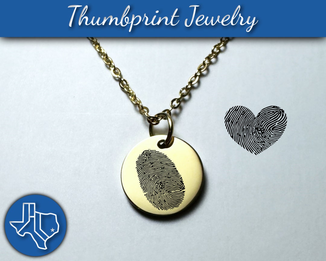 Thumbprint Jewelry, Round Pendant Necklace With Your Thumbprint - Etsy