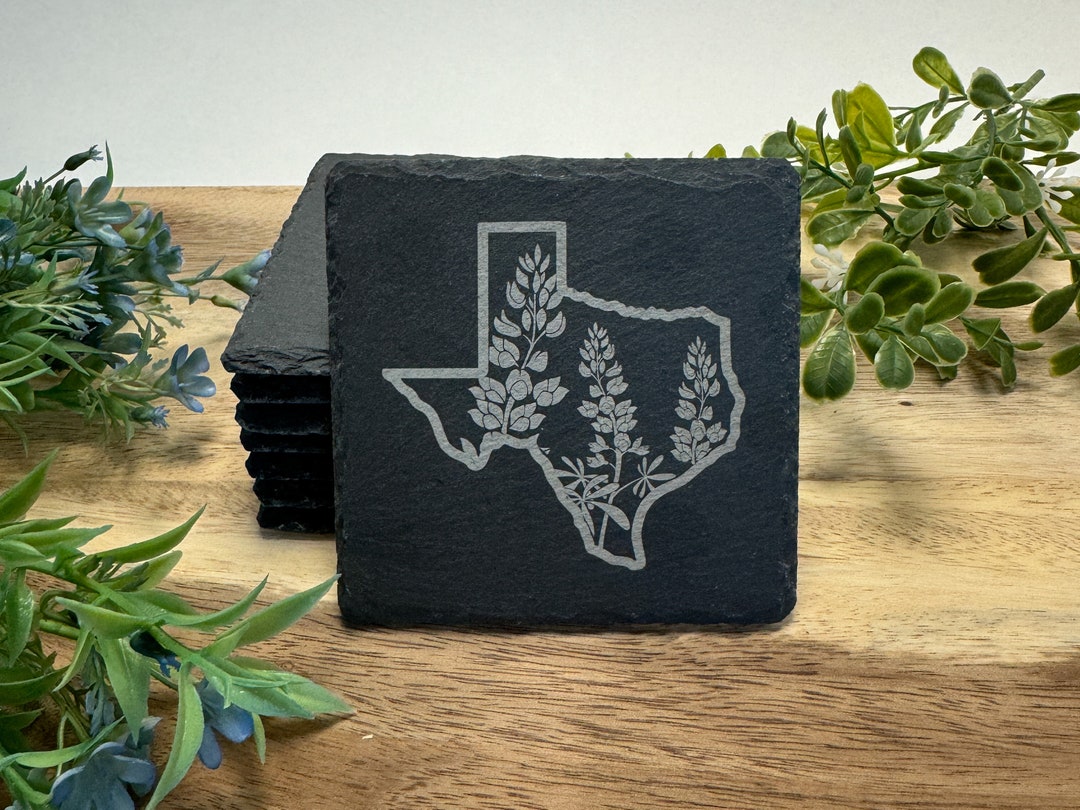 Slate Coaster, Laser Engraved, Natural Stone, Texas Designs, Patriotic ...