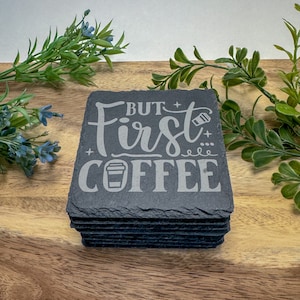 CUSTOM Round Slate Coasters, Laser Engraved, Natural Stone ...