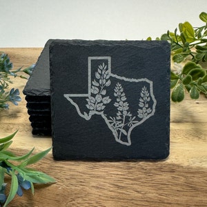 CUSTOM Round Slate Coasters, Laser Engraved, Natural Stone ...