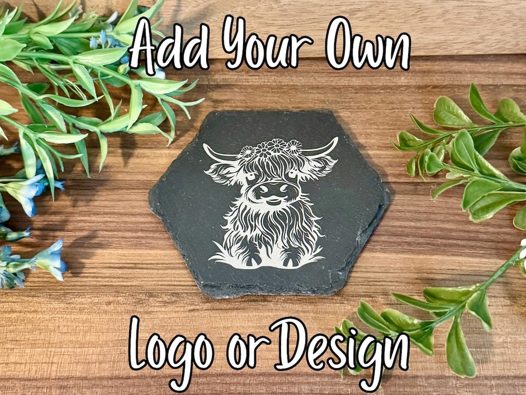 CUSTOM Hexagon Slate Coasters, Laser Engraved, Natural Stone ...