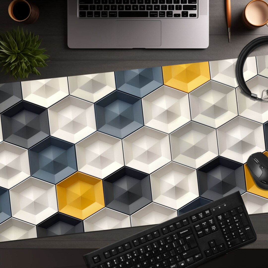Abstract Honeycomb 3D Hexagon Pattern Extended Gaming Mouse Pad XL ...
