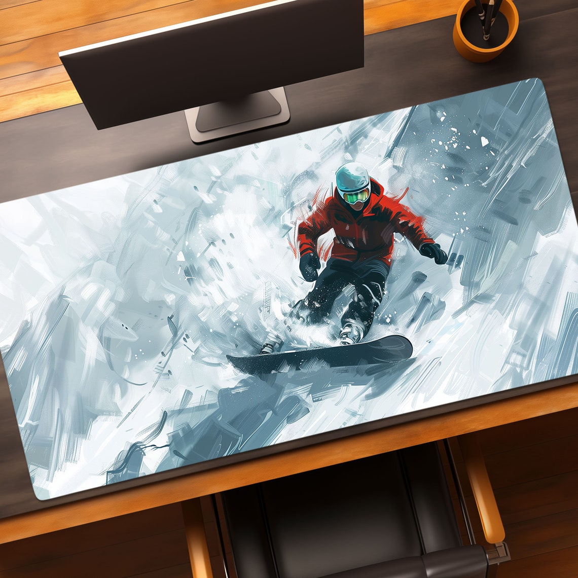 Snowboard Riding Freestyle XL Extended Gaming Desk Mat, Large Mouse Pad ...