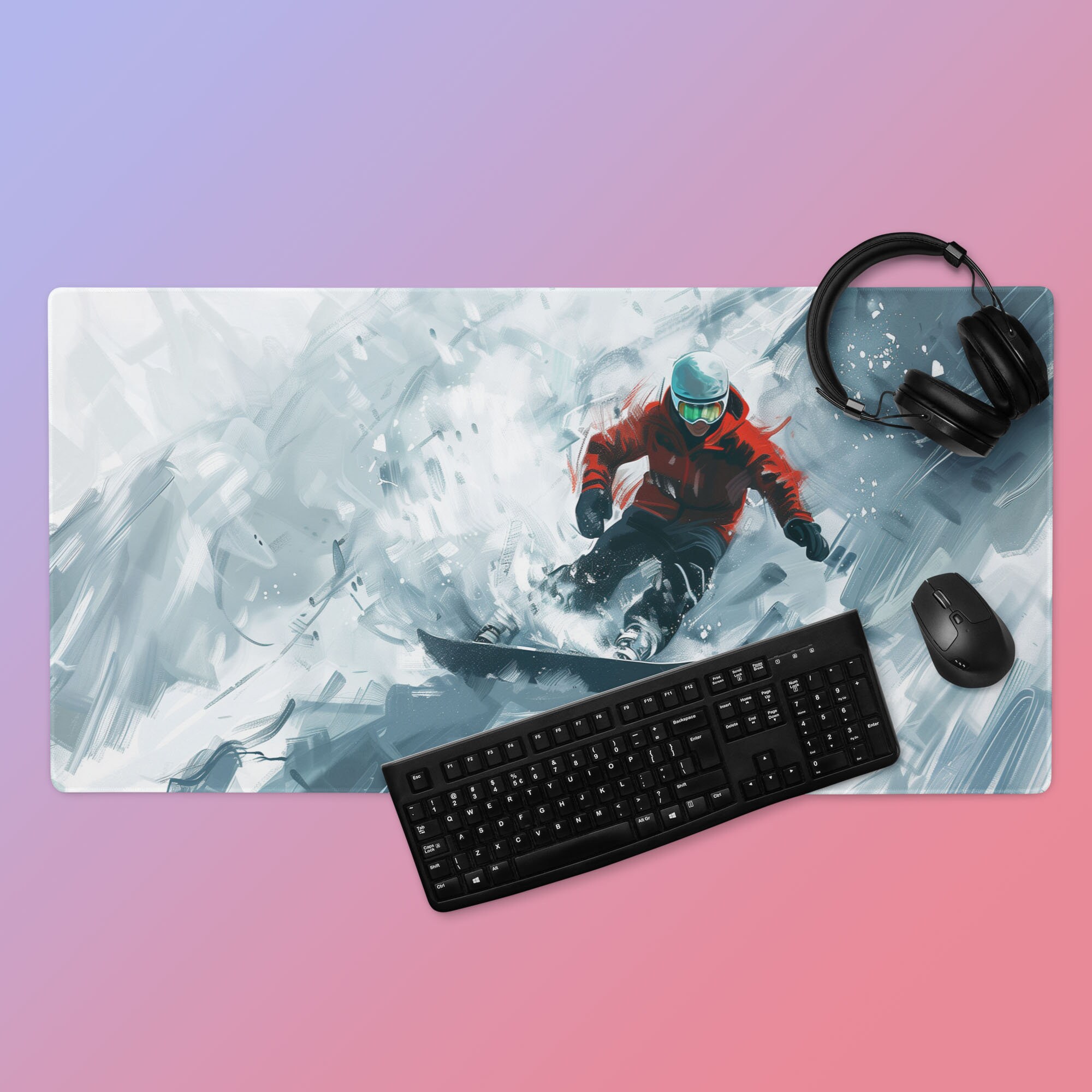 Snowboard Riding Freestyle XL Extended Gaming Desk Mat, Large Mouse Pad ...