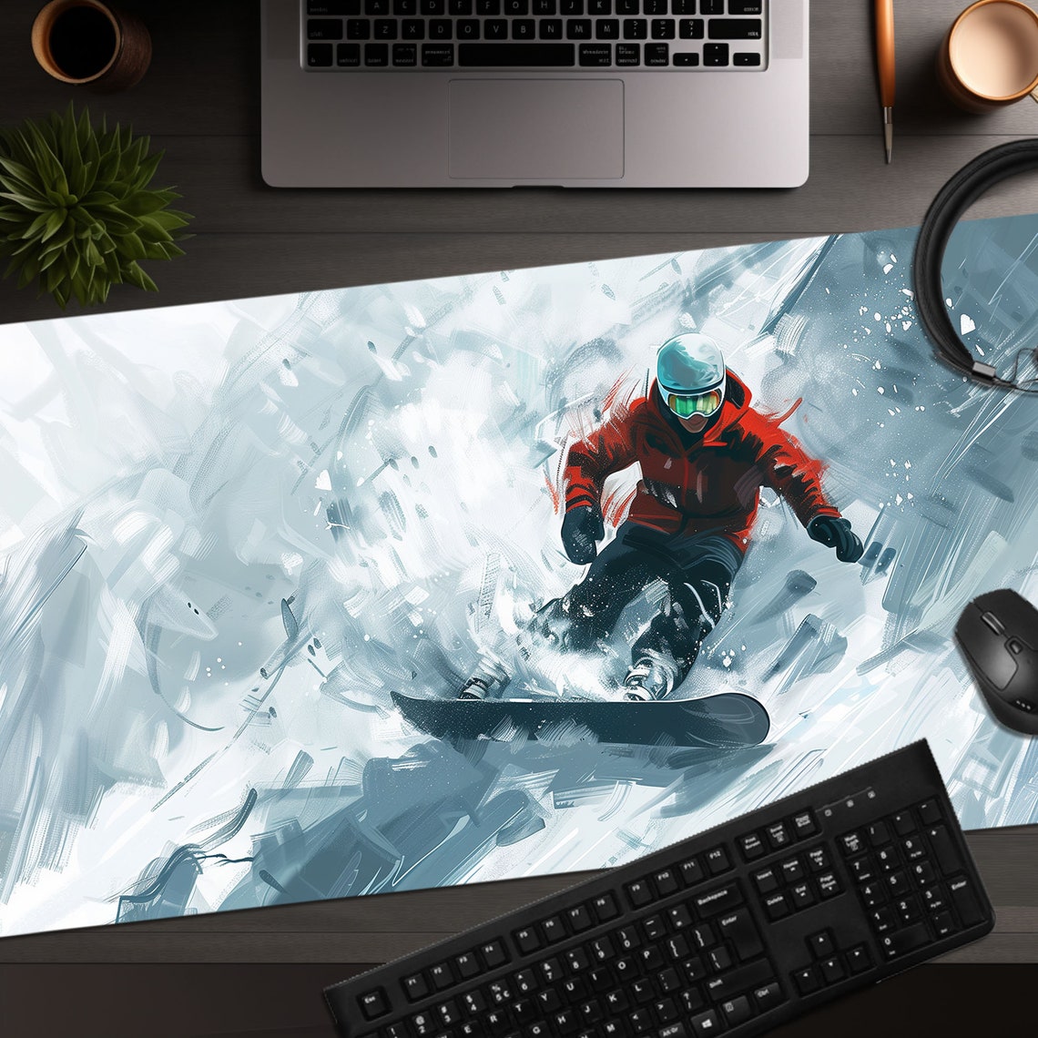 Snowboard Riding Freestyle XL Extended Gaming Desk Mat, Large Mouse Pad ...