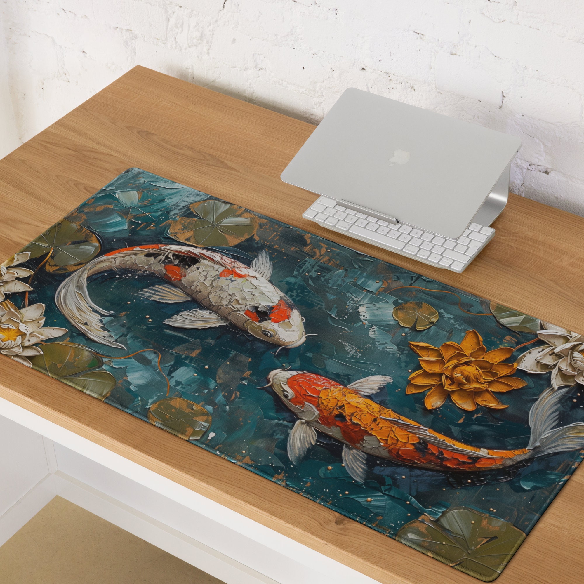 Impasto Style Prosperity Koi Fish Painted Art, XL Extended Gaming Mouse ...