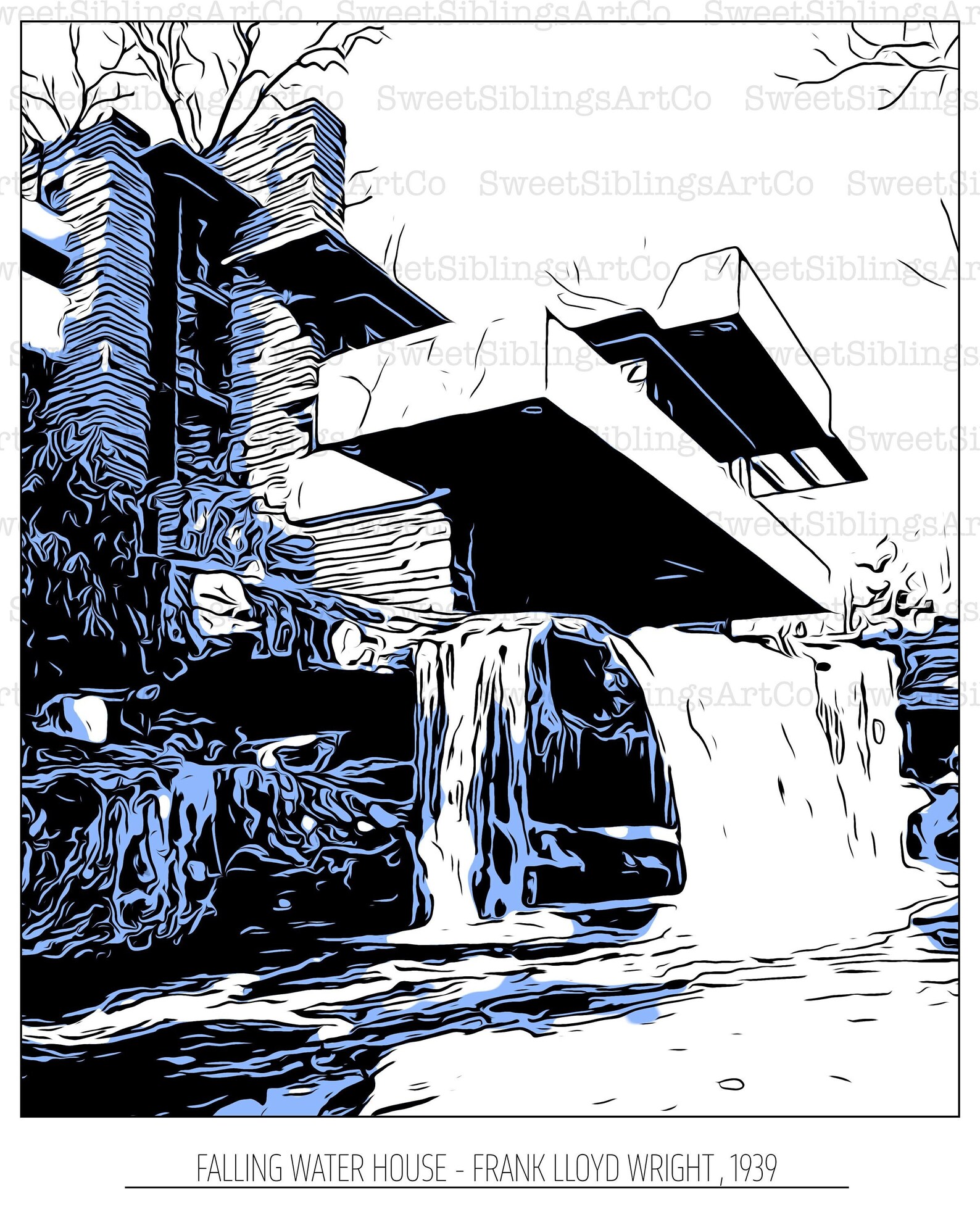 Falling Water - Frank Lloyd Wright - Etsy