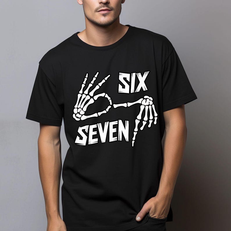 Six Seven 6 7 Meme PNG, Funny Skeleton Hands Design, Gen Alpha Slang ...