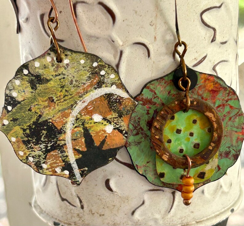 Handmade Funky Artisan Earrings, Bright, Bold and Colorful, Paper and ...