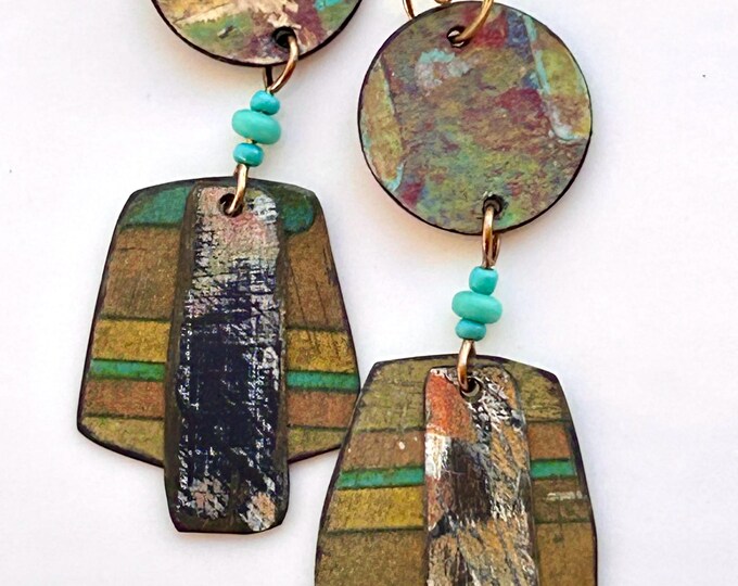 Handmade Artisan Earrings From Arizona, Rust and Turquoise Colors, Hand ...