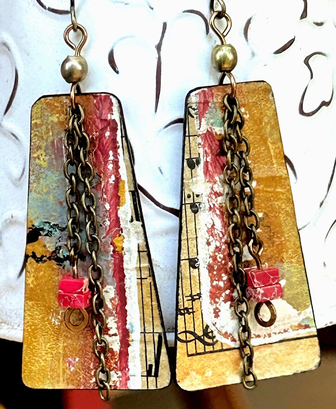 Funky Hand Made Artisan Earrings. Hand Painted and Collaged. Ultra ...