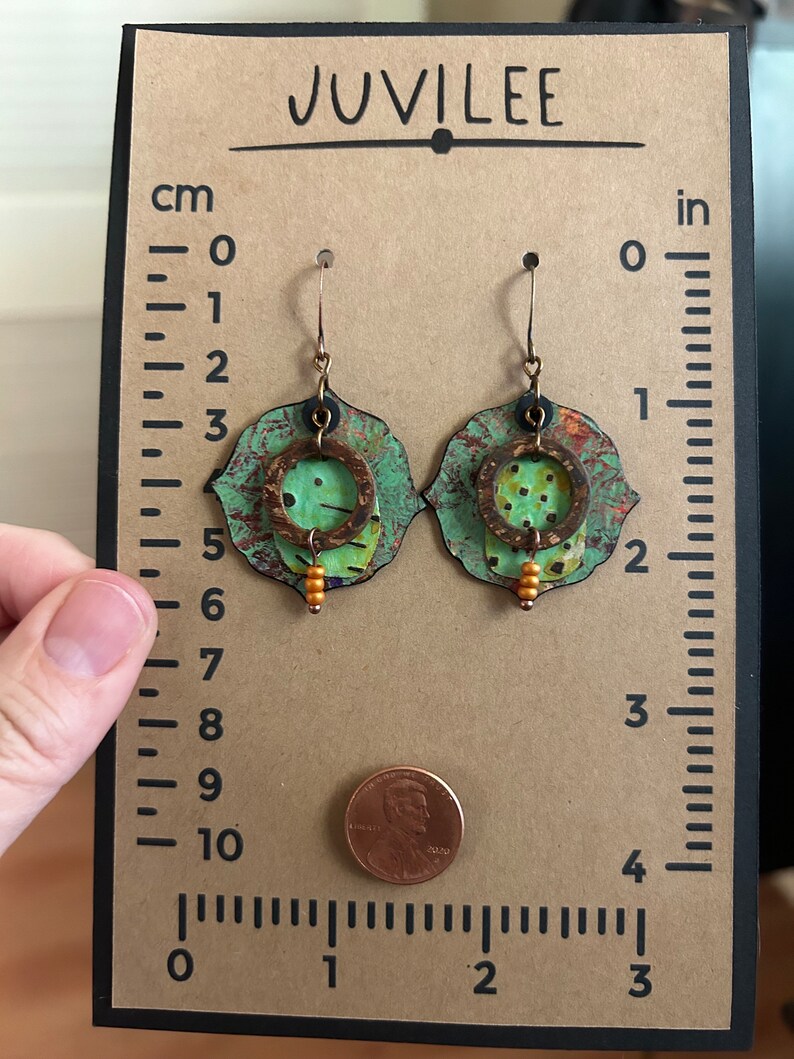 Handmade Funky Artisan Earrings, Bright, Bold and Colorful, Paper and ...