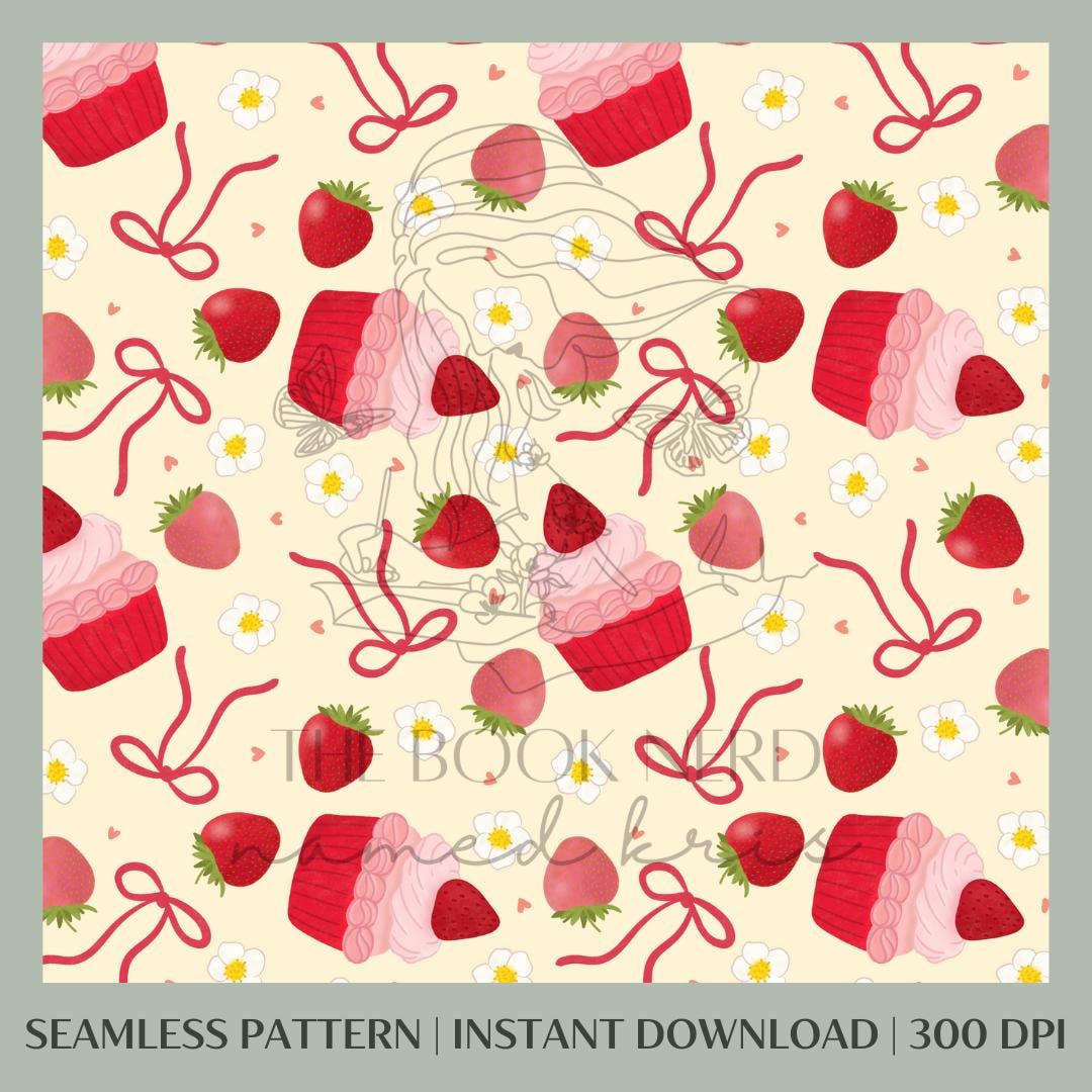 Strawberry Shortcake Seamless Pattern | Yellow | PNG | Sublimation - Etsy