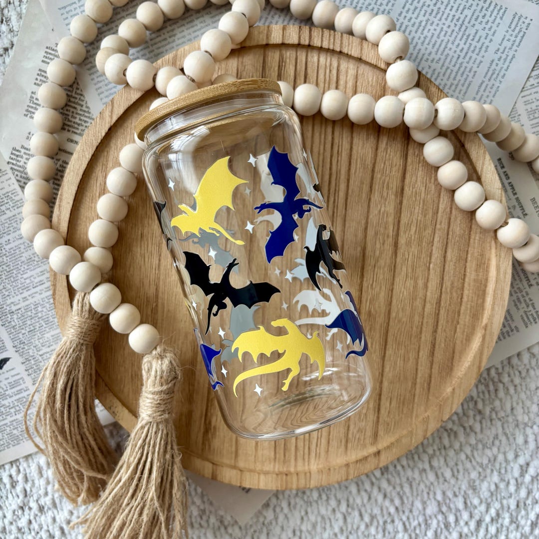 16oz Fantasy Dragons Glass Can Tumbler - Etsy