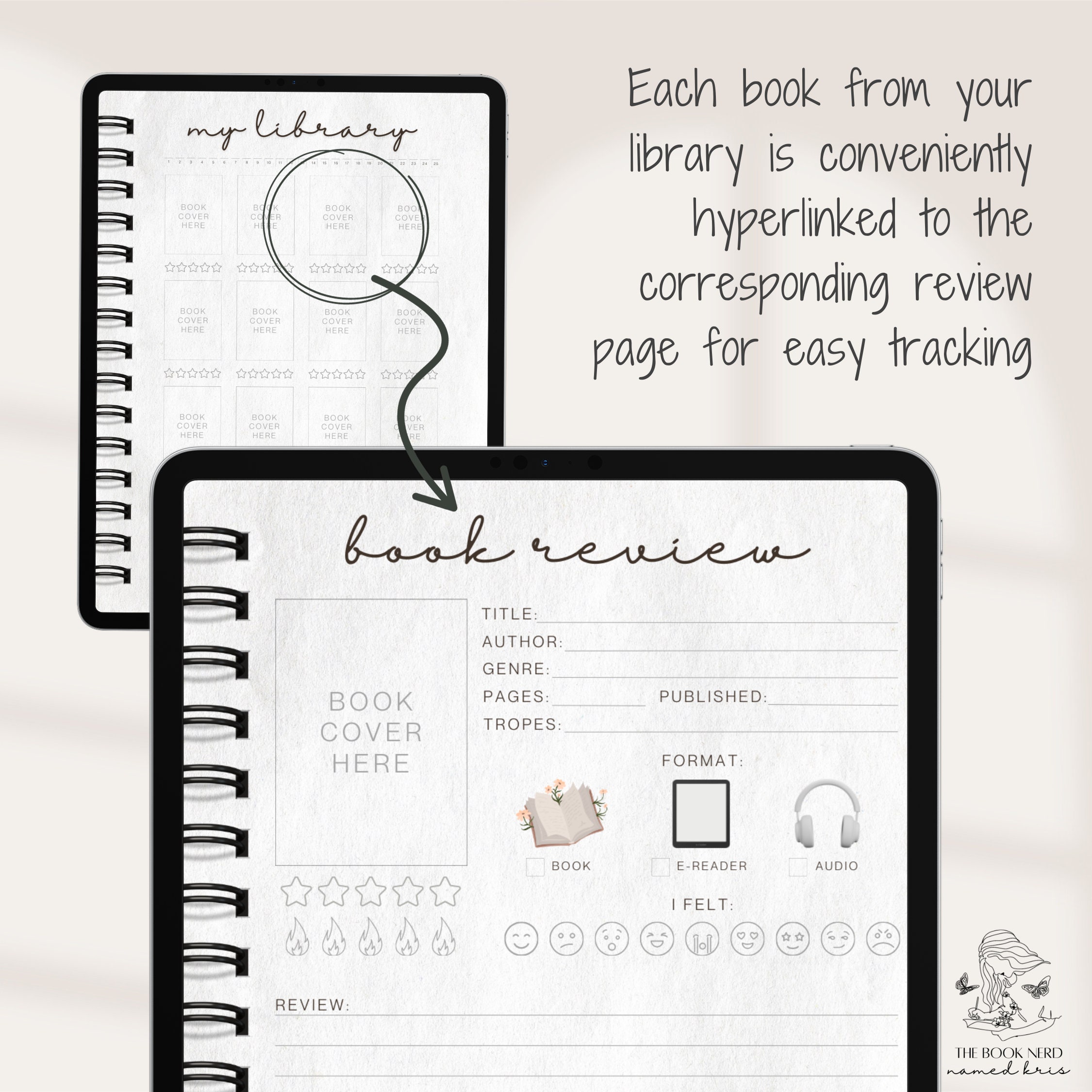 DIGITAL READING JOURNAL Goodnotes Reading Journal Neutral Aesthetic - Etsy