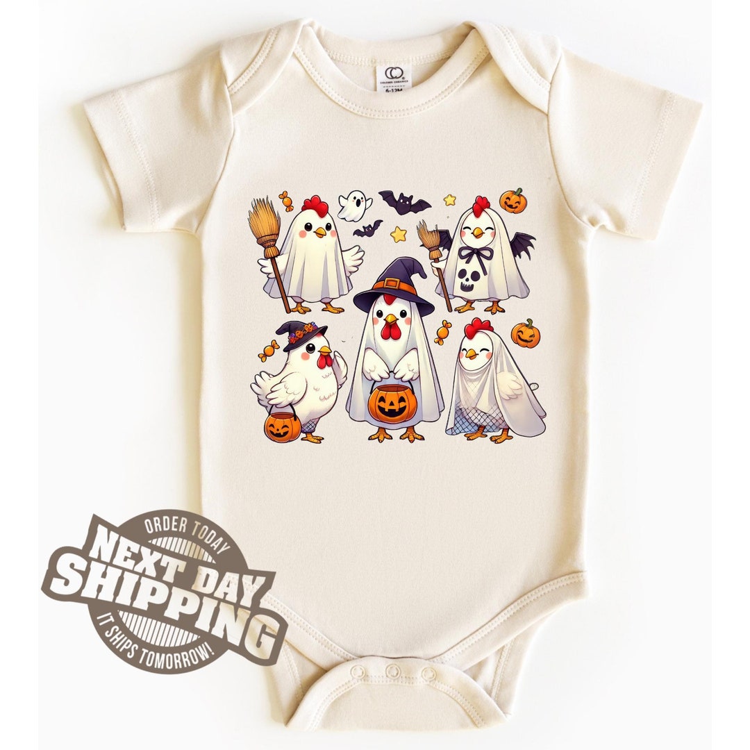 Chicken Halloween Onesie®, Funny Spooky Chickens Baby Onesie®, Ghost ...