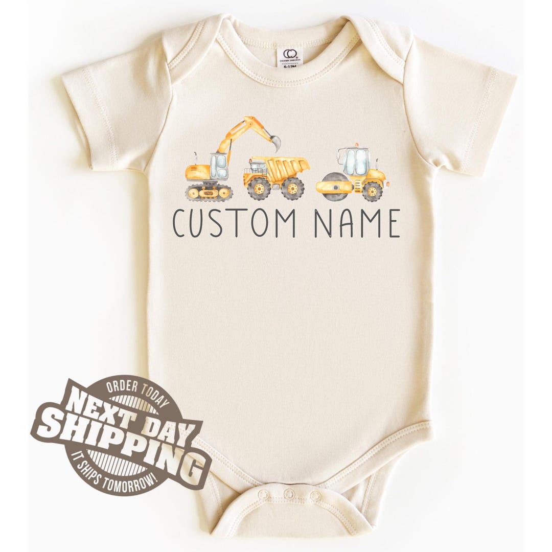 Personalized Construction Onesie®, Custom Name Construction, Equipment ...