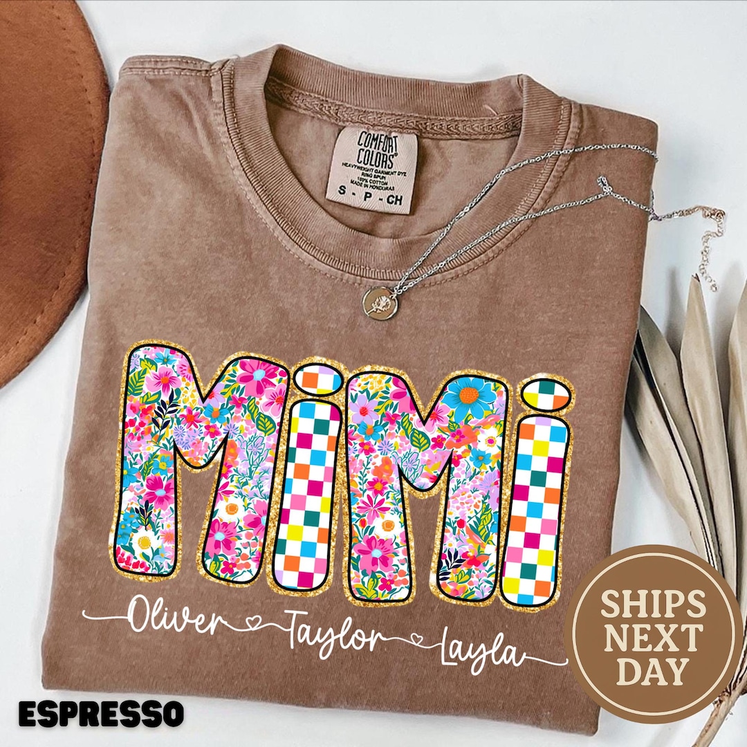 Comfort Colors® Personalized Mimi Shirt With Grandkids Names, Floral ...