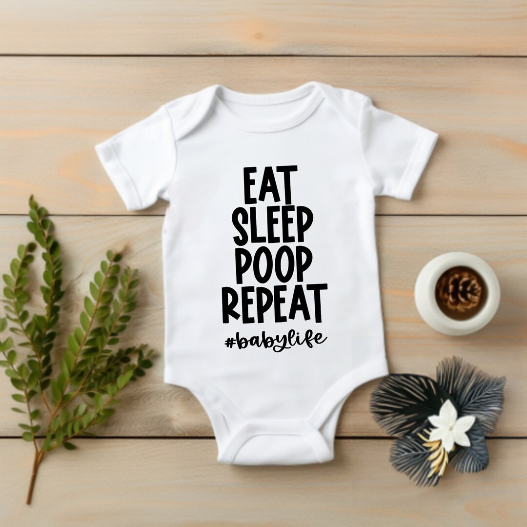 Funny Baby Onesie® Eat Sleep Poop Repeat Baby Onesie® Funny Retro ...