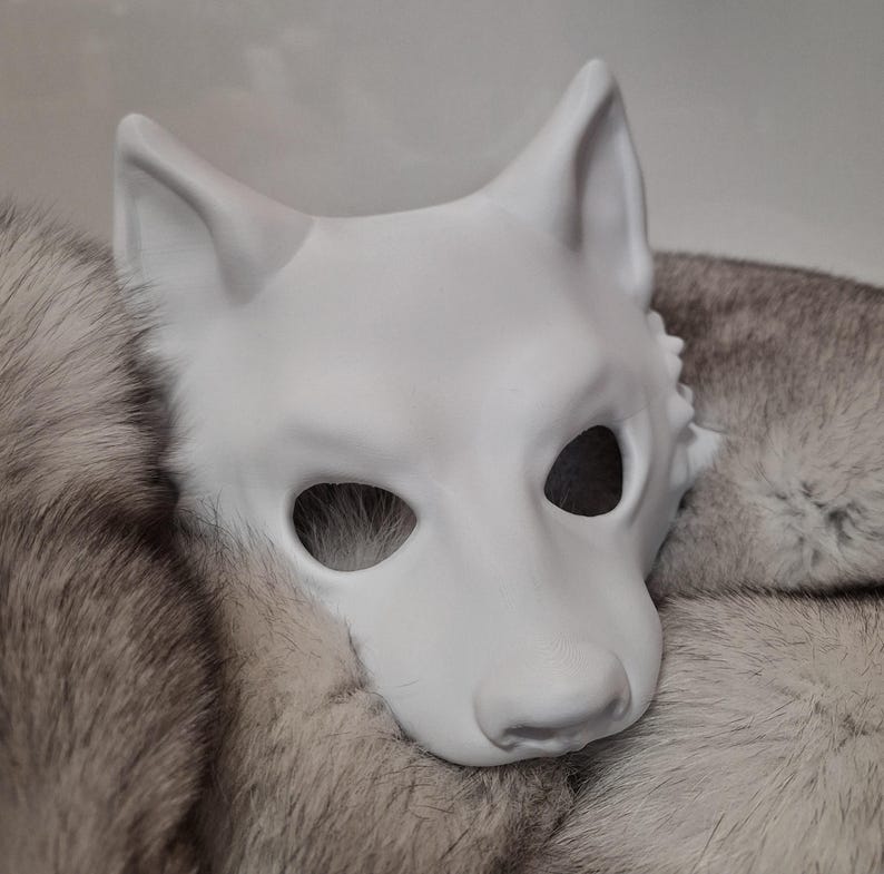 Fox/wolf Mask. Costume, Cospay, Therian, Furry Base. Paintable 3D ...