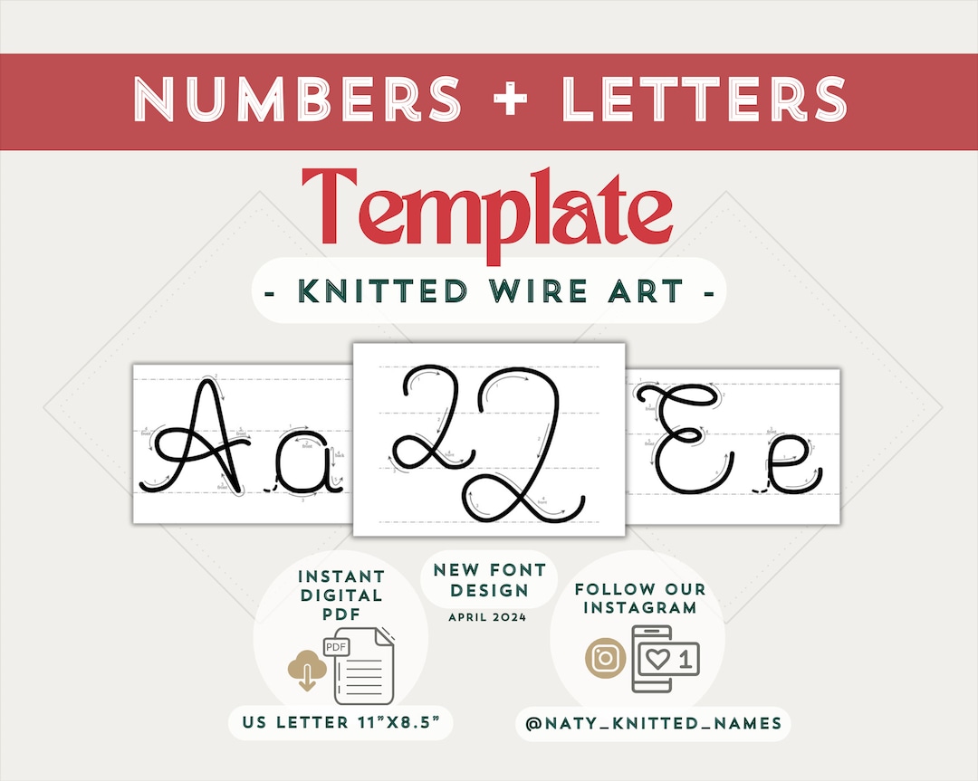 BUNDLE: Alphabet Letter Template + Numbers Template - Knitted Wire Art ...
