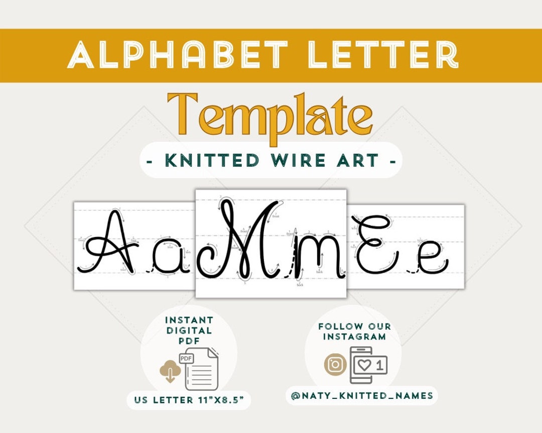 Plantilla de letras del alfabeto Arte de alambre tejido/Tricotin ...