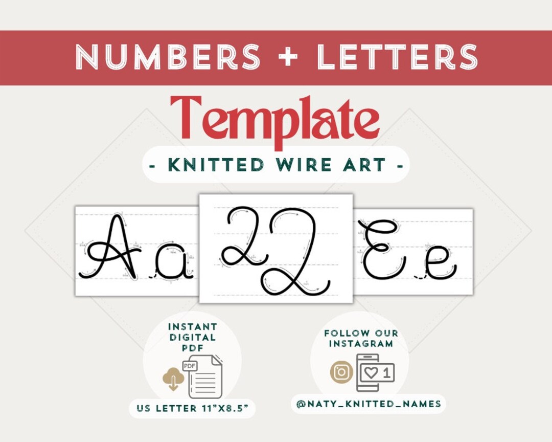 BUNDLE: Alphabet Letter Template Numbers Template Knitted Wire Art ...