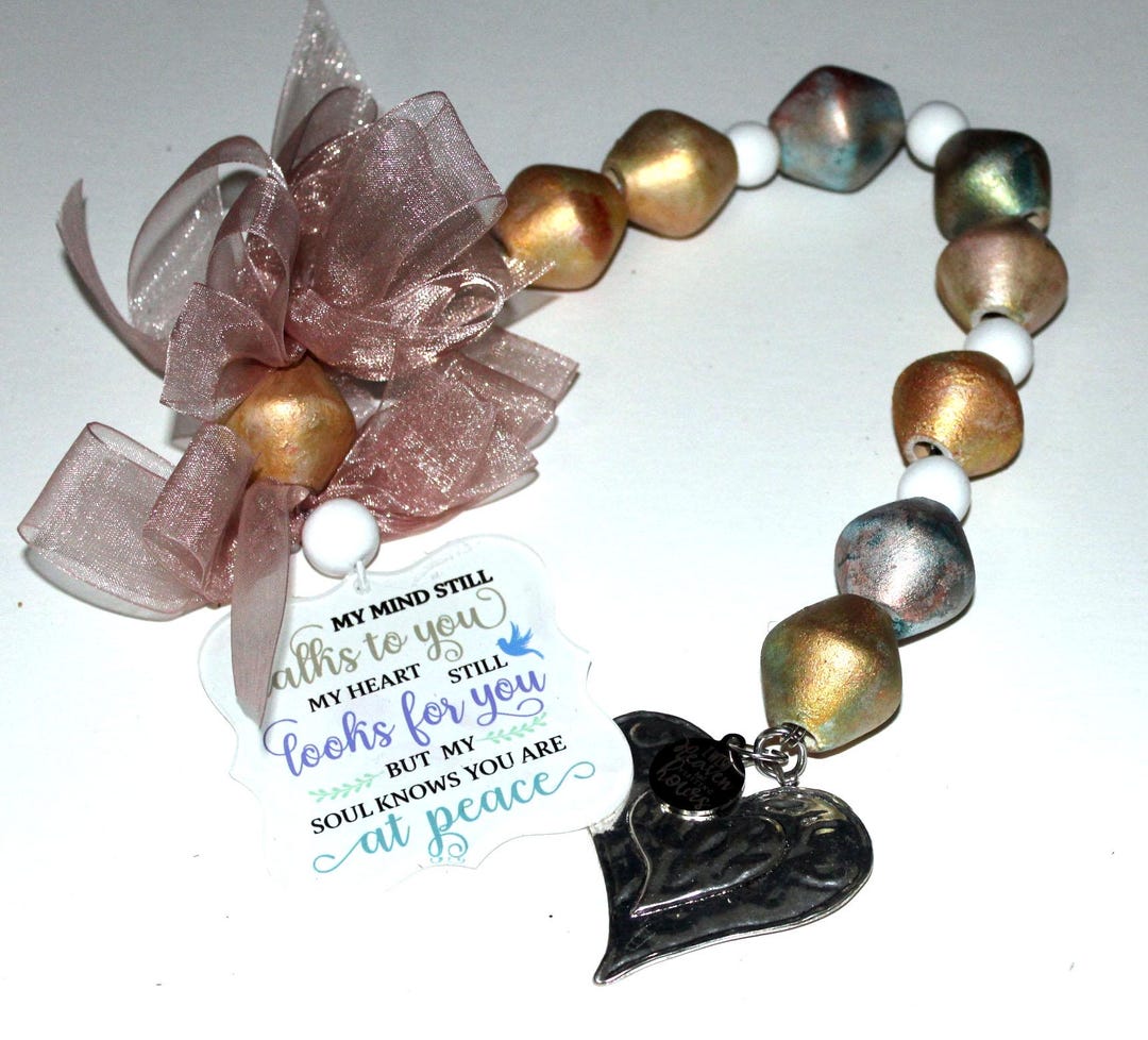 Memorial Bead Garland – Custom Acrylic Saying, Rose Gold Bow - Etsy