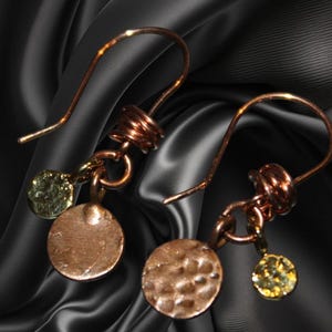 Copper Drop Earrings on Hand Made Wrapped Ear Wires for Pierced Ears - Etsy