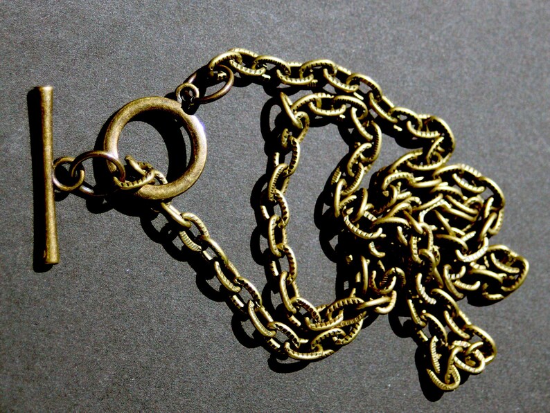Antique Bronze Cable Chain Necklace - Convertible Toggle Clasp - Etsy