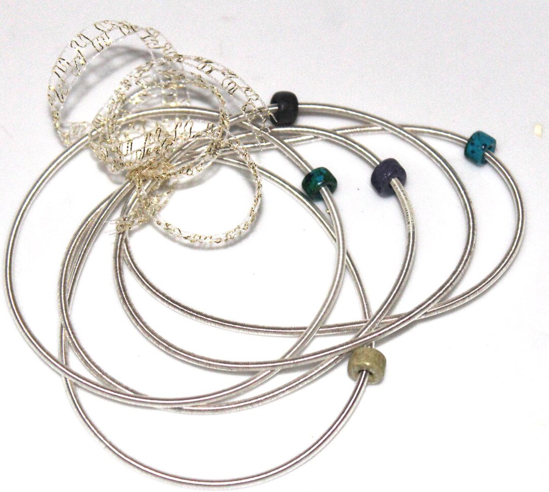 Guitar String Bracelets – Greek Ceramic Bead, Set of 5 - Etsy