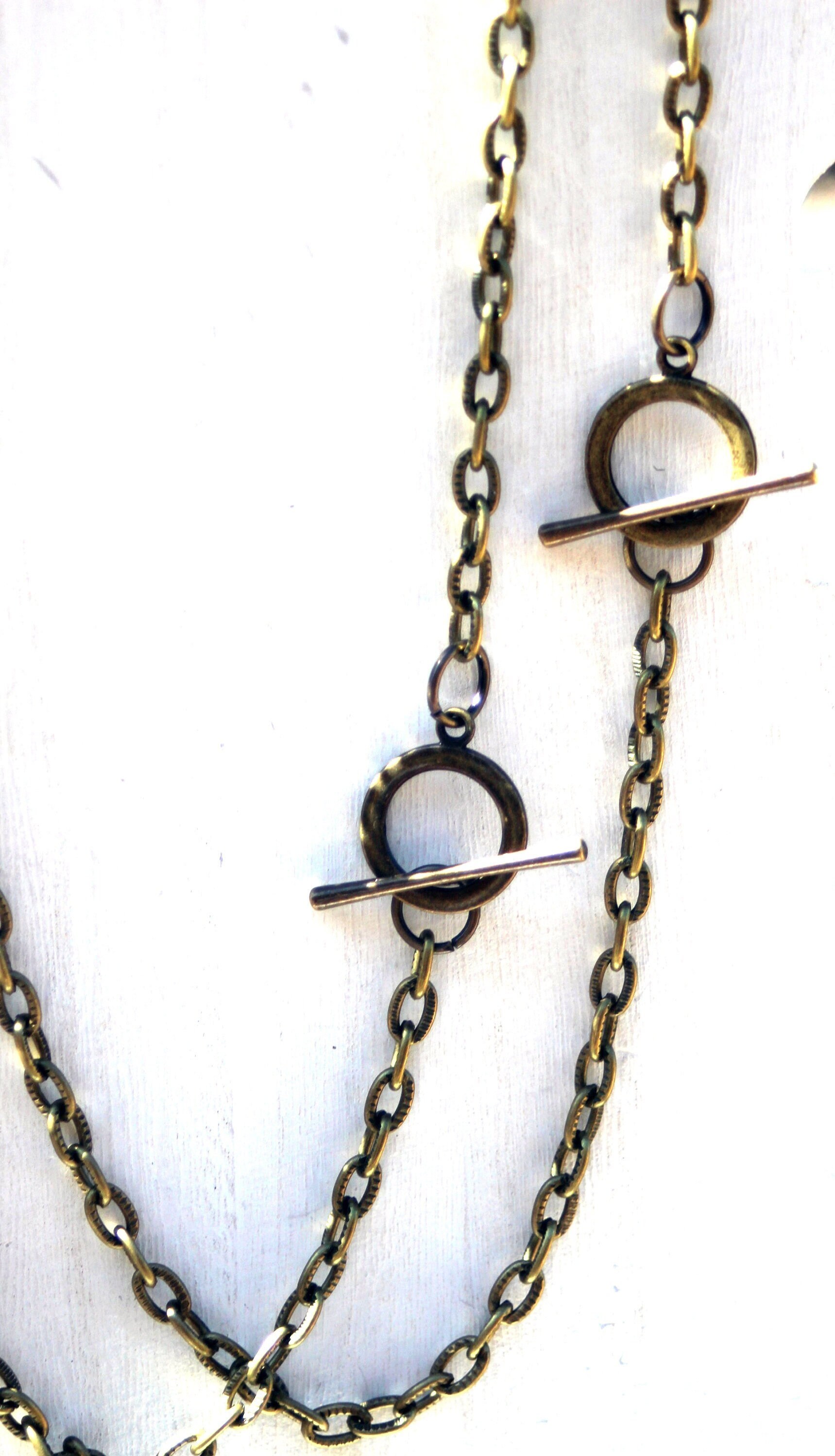 Antique Bronze Cable Chain Necklace - Convertible Toggle Clasp - Etsy
