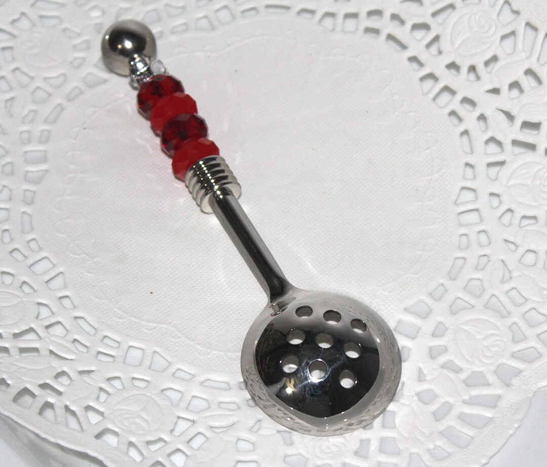 Beaded Stainless Steel Salsa Spoon – Burgundy Red Crystal - Etsy