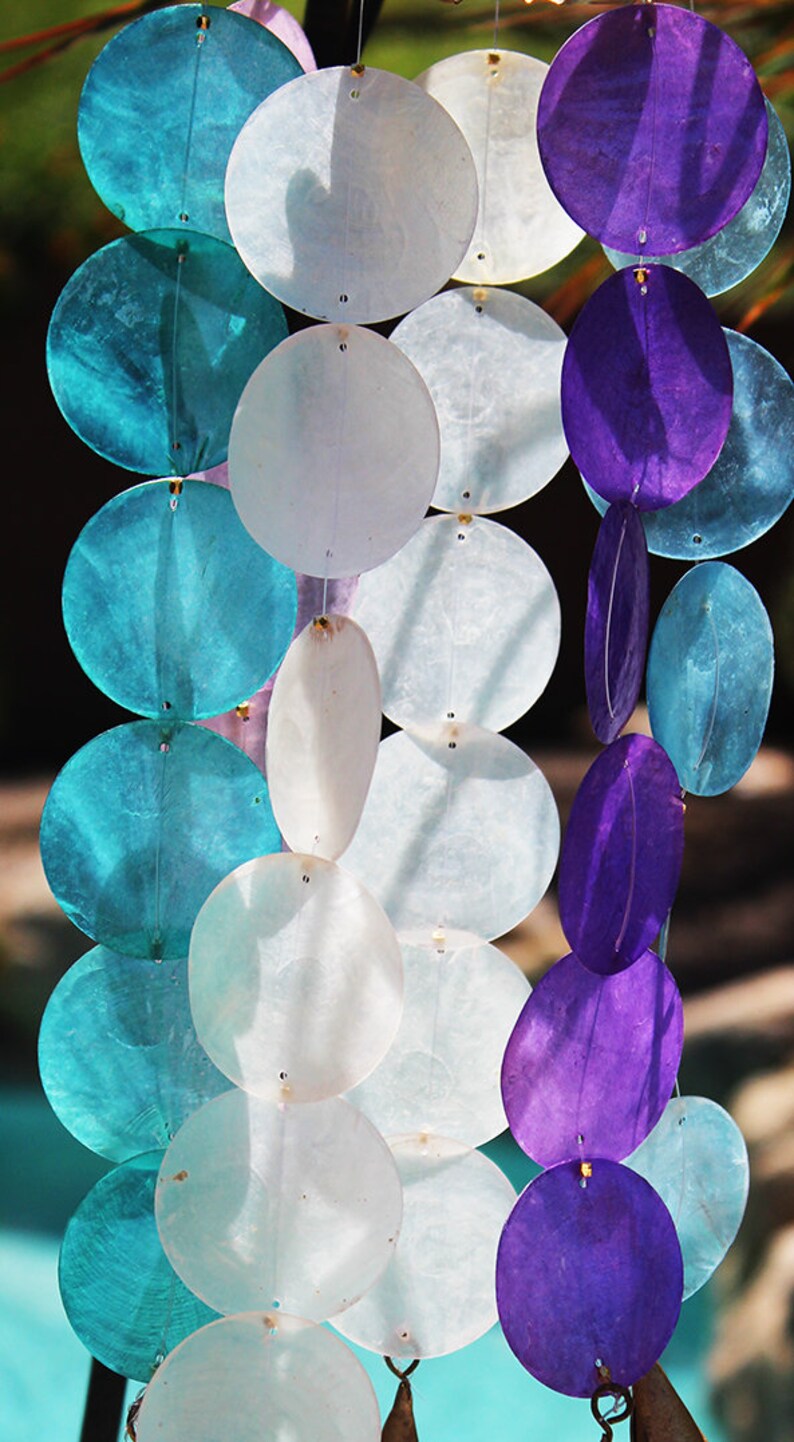Colorful Wind Chime With Capiz Shells and High-end Gold Bobeche Top ...