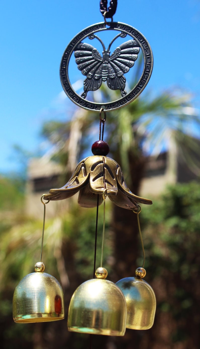 Bronze Butterfly Wind Chime With Seven Gold Bells ... Light and Airy ...