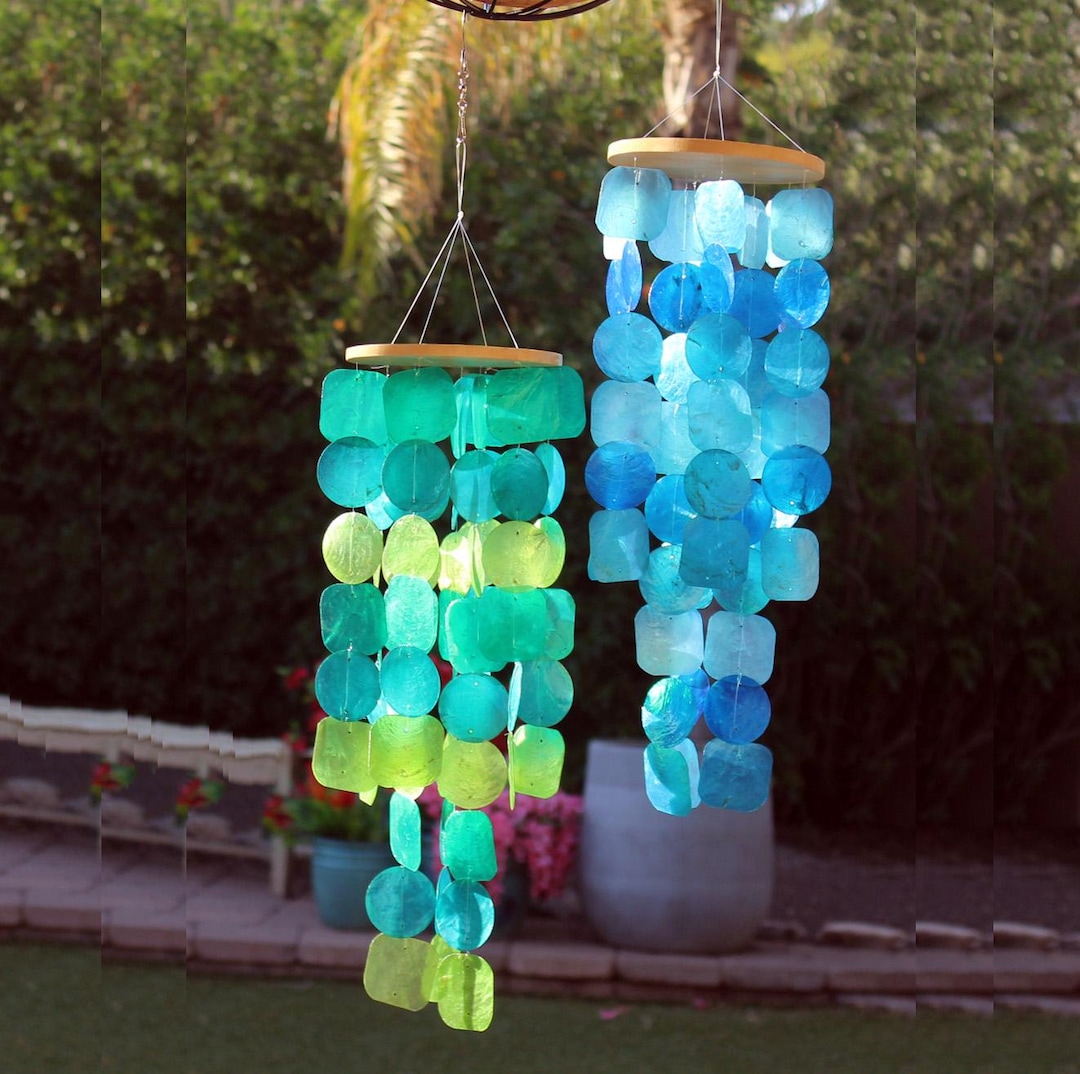 Large Capiz Shell Wind Chime - Choose Blues or a Combination of Greens ...