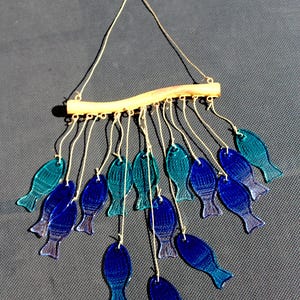 Glass Fish Windchime Done in a Variety of Blues - Colors Change as Sun ...