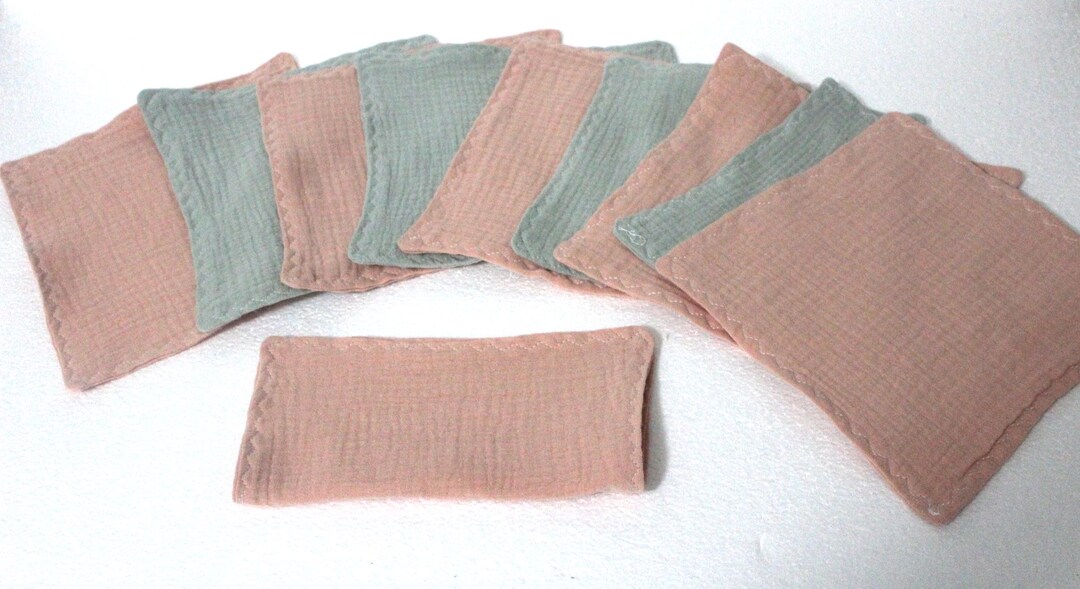 Gauze Cocktail Napkins - Set of 10, Light Moss & Apricot Cotton - Etsy