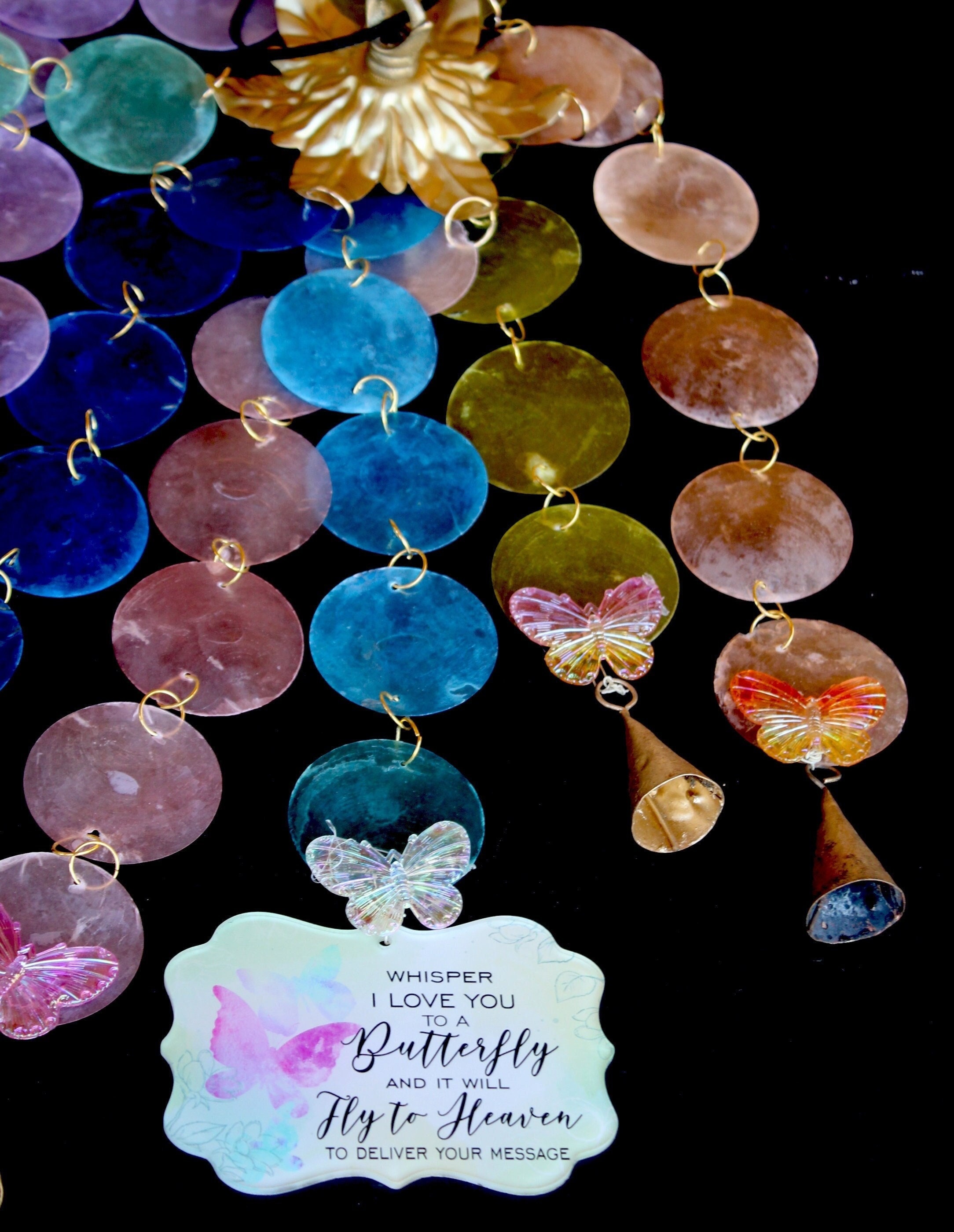 Wind Chime/sun Catcher Whisper I Love You to A Butterfly...capiz Shells ...