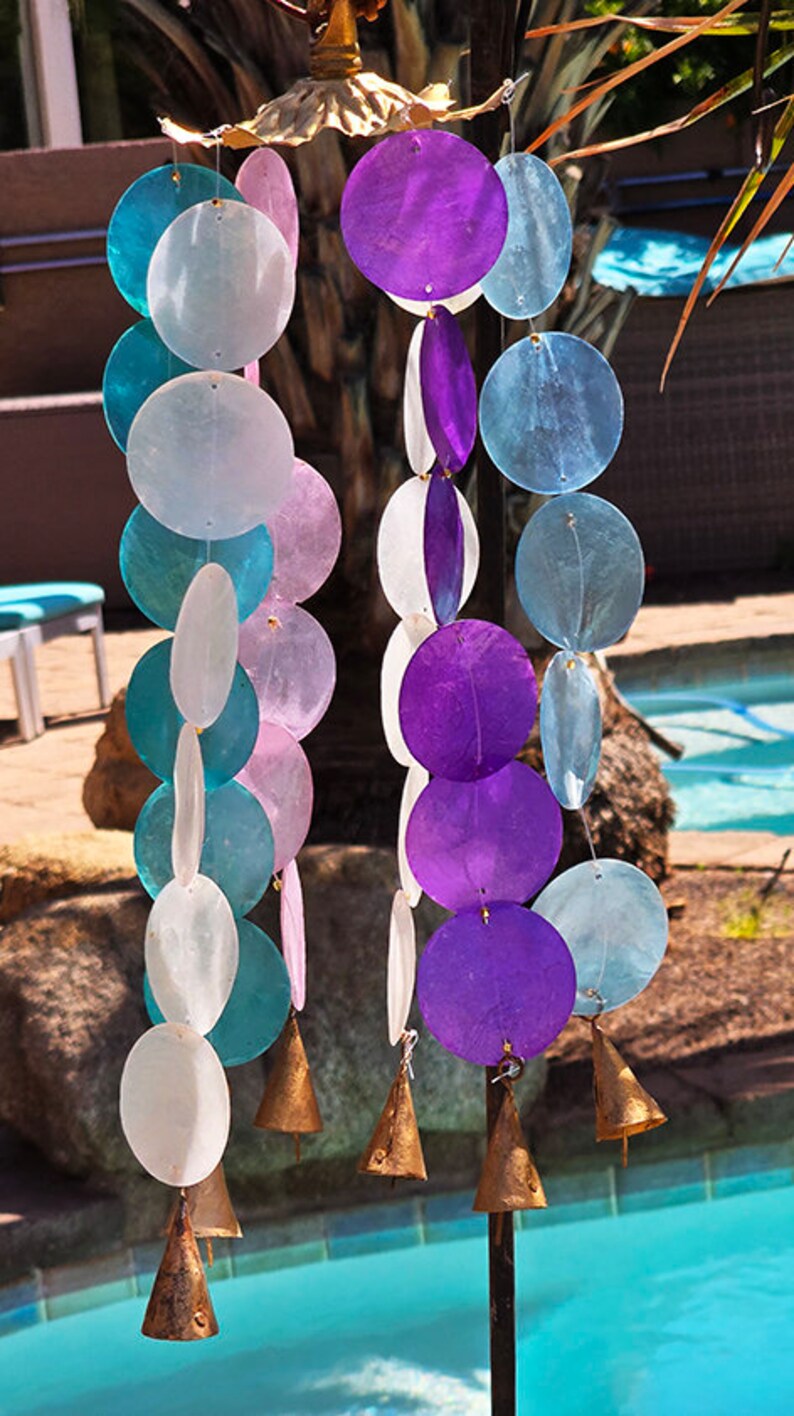 Colorful Wind Chime With Capiz Shells and High-end Gold Bobeche Top ...