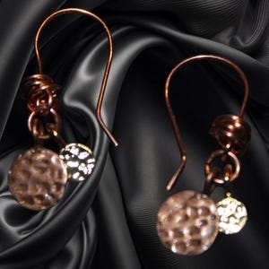 Copper Drop Earrings on Hand Made Wrapped Ear Wires for Pierced Ears - Etsy