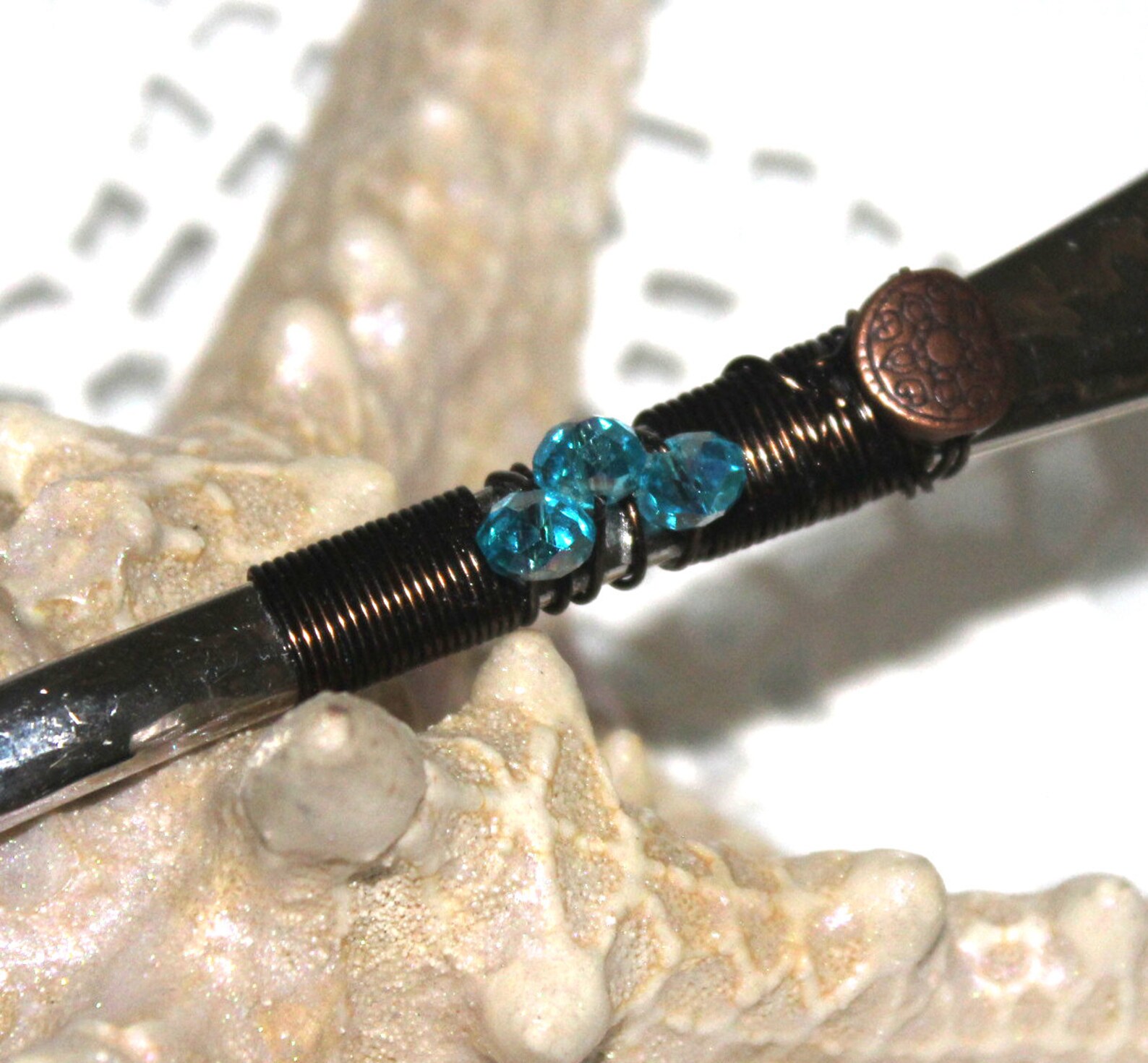 Hand Wired Wrapped Large Serving Spoon Wrapped With Turquoise Crystal ...
