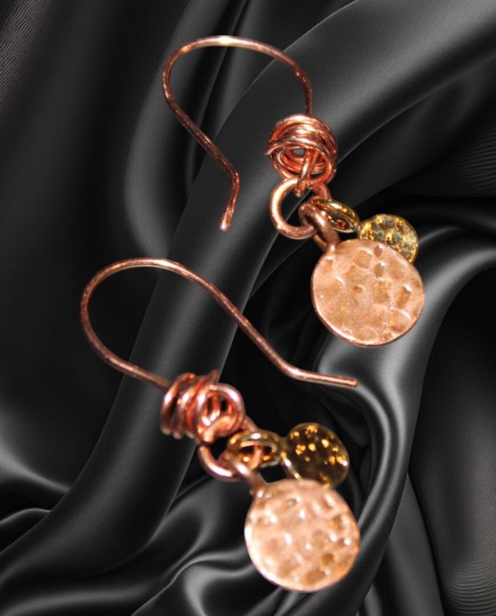 Copper Drop Earrings on Hand Made Wrapped Ear Wires for Pierced Ears - Etsy
