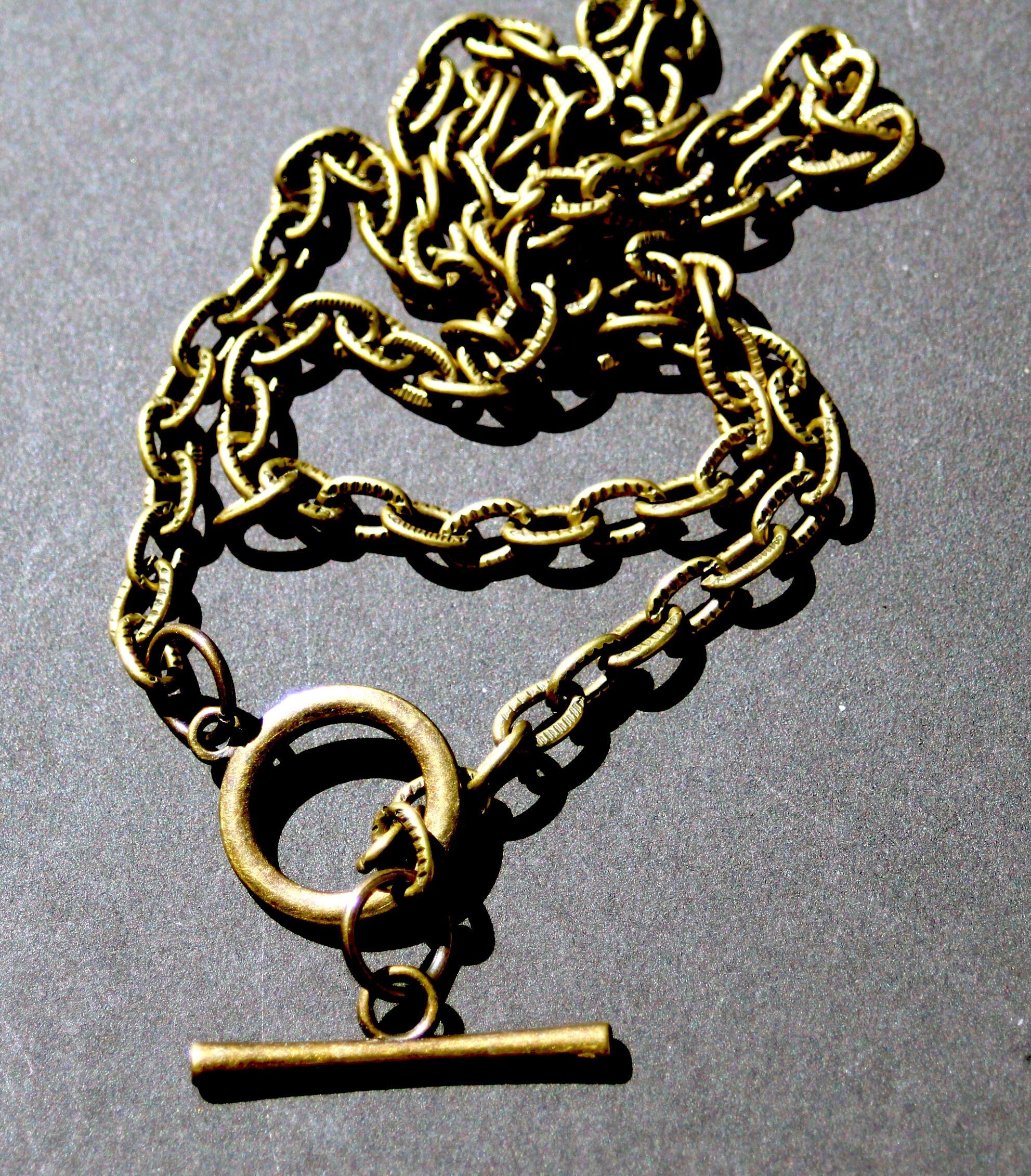 Long Antique Bronze Textured Cable Chain in Two Lengths - Your Choice ...