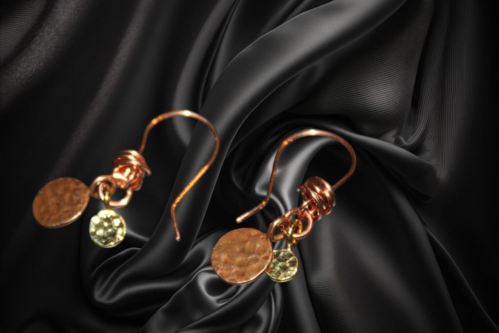 Copper Drop Earrings on Hand Made Wrapped Ear Wires for Pierced Ears - Etsy