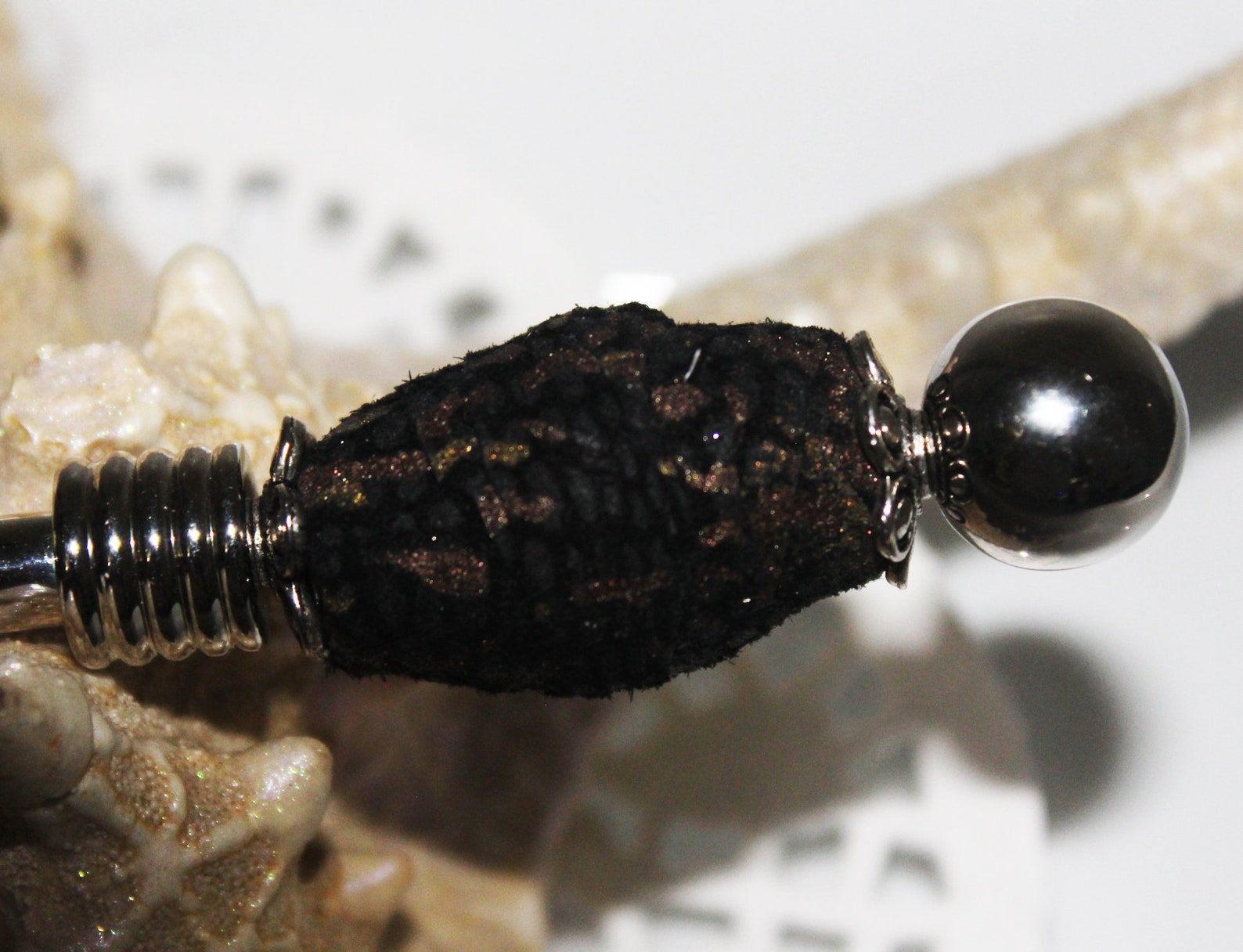 Stainless Salsa Spoon... Heavy ... Designed With a Gorgeous Leather ...